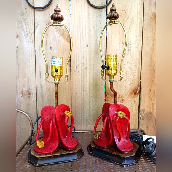 Accents | Pair Flip Flop Lamps Lamp Red No Shades | Poshmark